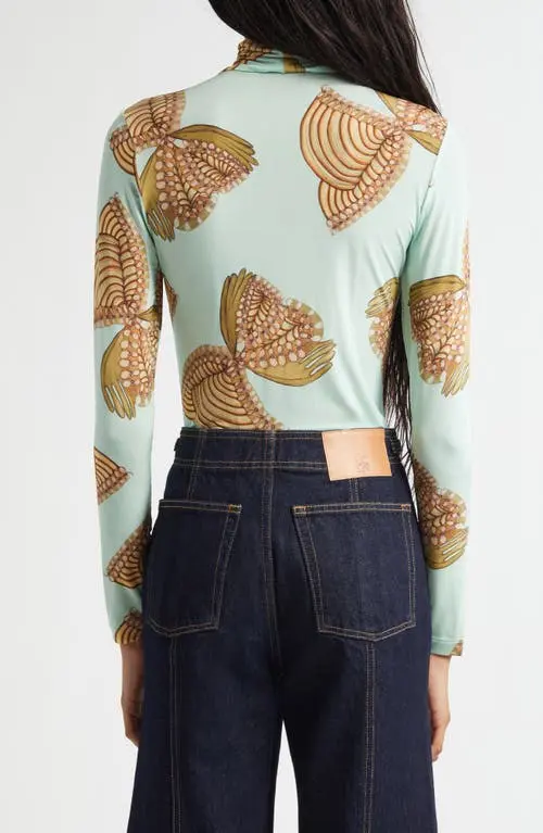 Ulla Johnson Aurelia Butterfly Print Turtleneck Top