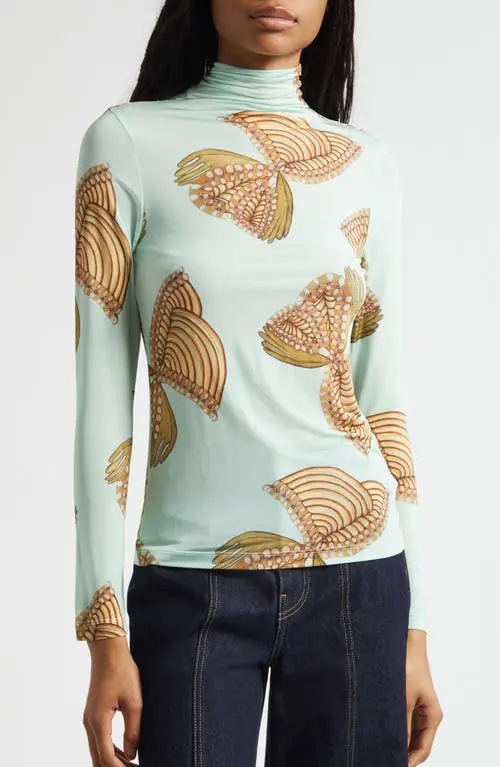 Ulla Johnson Aurelia Butterfly Print Turtleneck Top