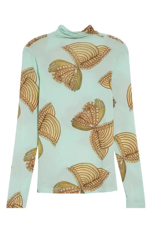 Ulla Johnson Aurelia Butterfly Print Turtleneck Top