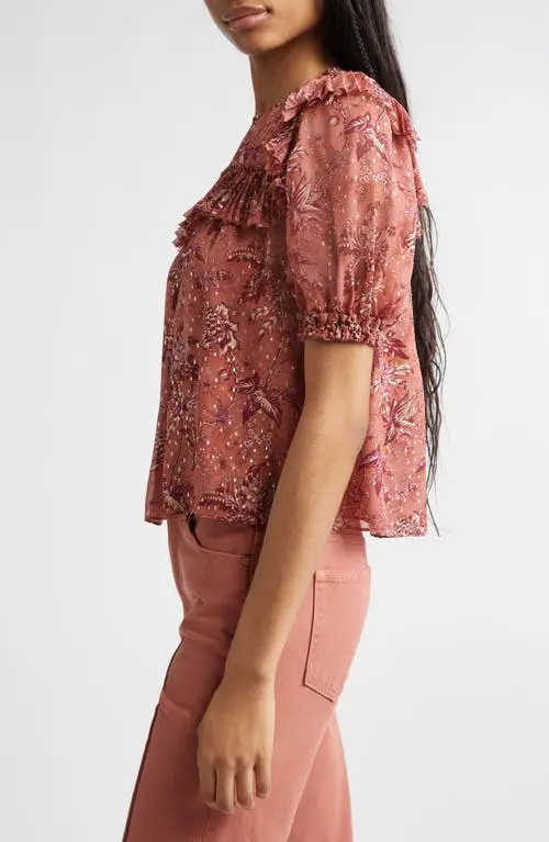 Ulla Johnson Jodie Puff Sleeve Floral Top - Oleander