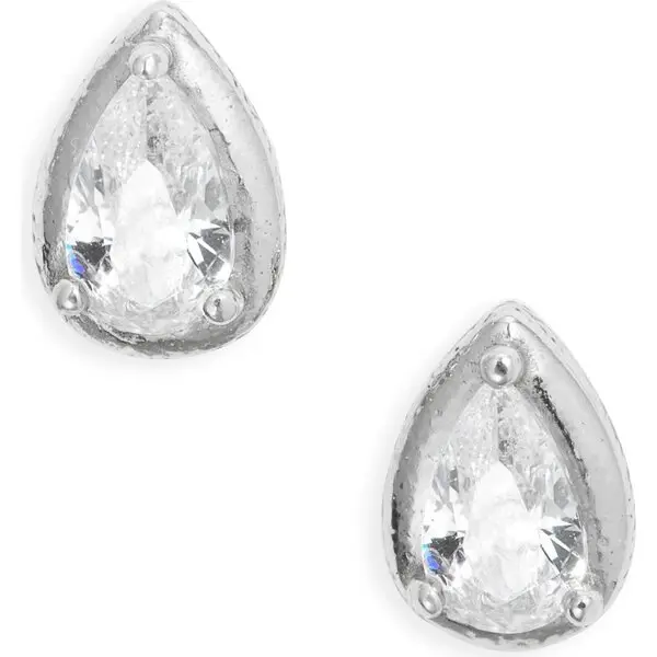Nordstrom Cubic Zirconia Teardrop Stud Earrings - Platinum Plated