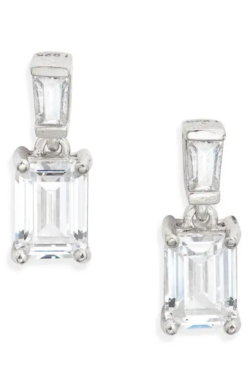 Nordstrom Rectangular Cubic Zirconia Drop Earrings - Platinum Plated