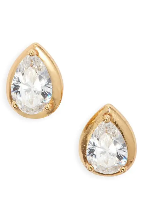 Nordstrom Cubic Zirconia Teardrop Stud Earrings - 14k Gold Plated