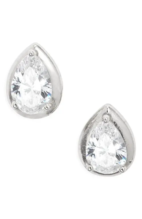 Nordstrom Cubic Zirconia Teardrop Stud Earrings - Platinum Plated