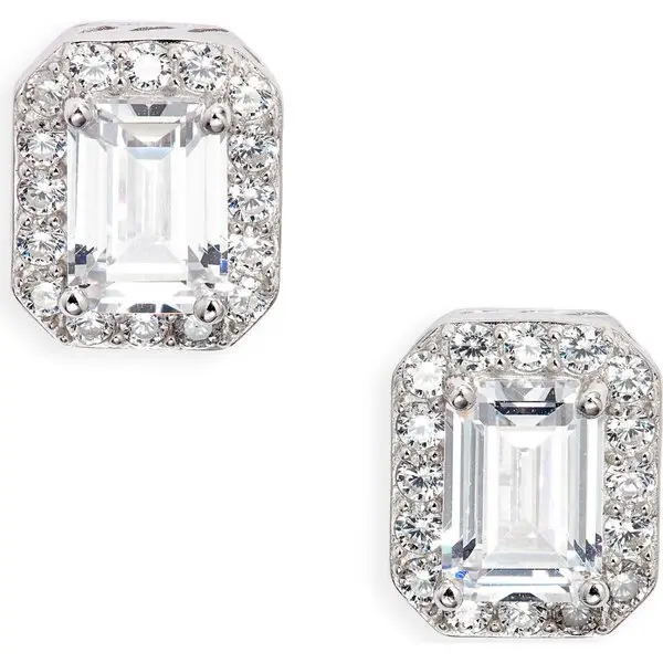 Nordstrom Cubic Zirconia Stud Earrings - Platinum Plated