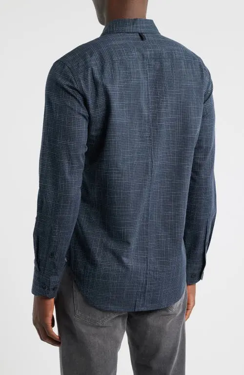 Rag & Bone Tomlin Crosshatch Cotton Button-up Shirt - Blue