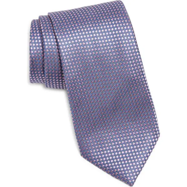 Canali Patterned Silk Neck Tie - Blue