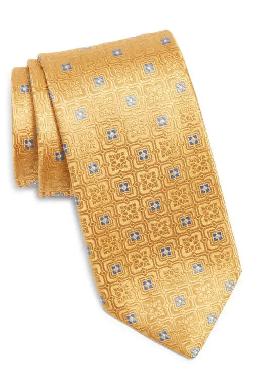 Canali Medallion Silk Neck Tie - Yellow