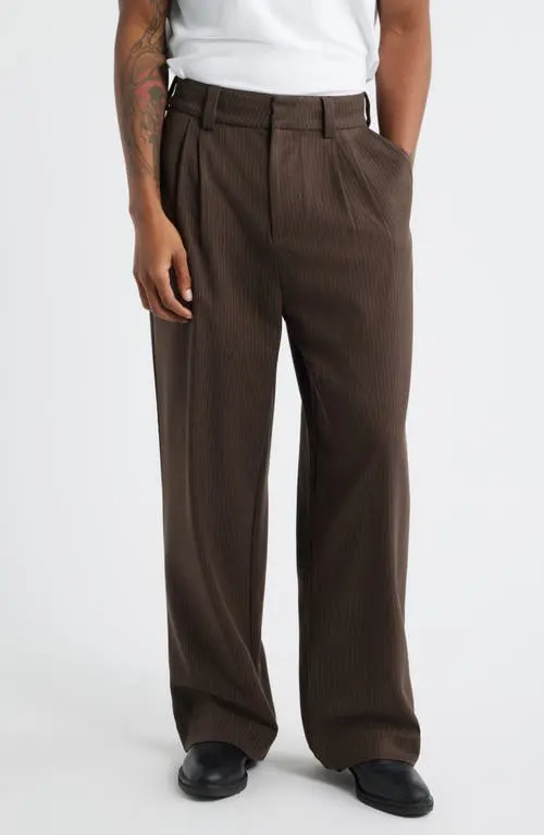 ELWOOD Courtyard Pleated Pants - Gravel Stripe