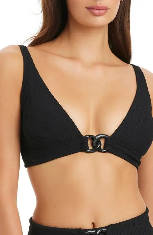 Sanctuary Rib Triangle Bikini Top - Black