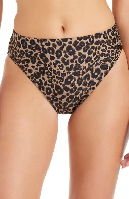 Sanctuary Leopard Print High-waisted Bikini Bottom - French Roast
