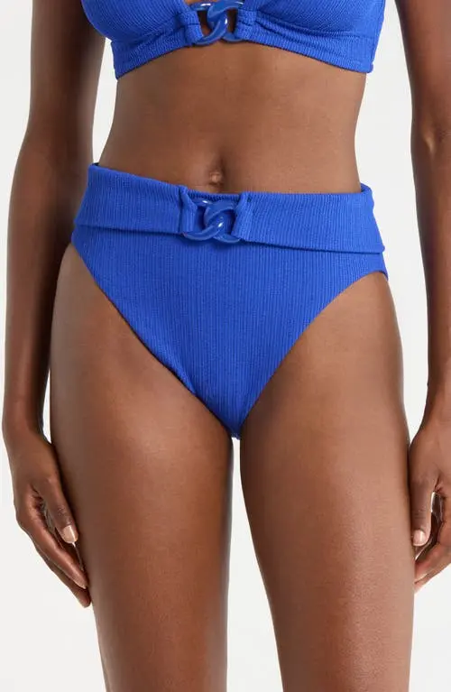 Sanctuary Rib High Waist Bikini Bottoms - Luminous Blue