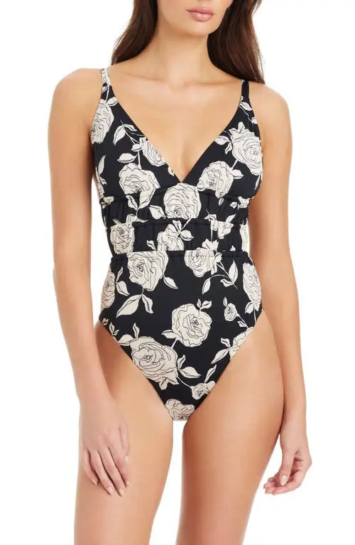 Sanctuary Floral Print One-piece Swimsuit - Black