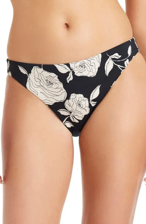 Sanctuary Floral Print Bikini Bottom - Black