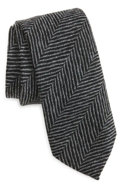 BOSS Herringbone Wool Neck Tie - Dark Grey
