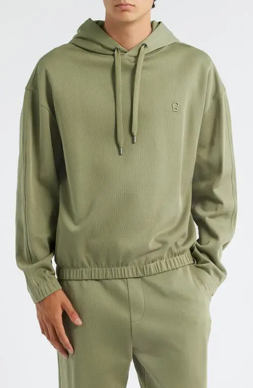 BOSS Stevens Cotton Pullover Hoodie - Medium Green
