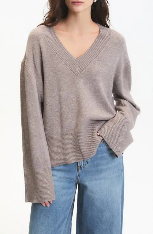 Deluc Asclepias V-neck Sweater - Melange Mink