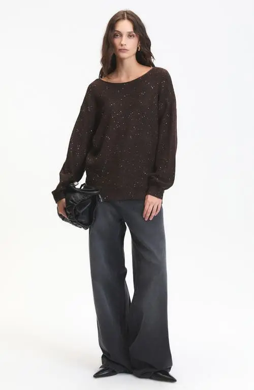 Deluc Catalpa Sequin V-back Sweater - Chocolate Brown