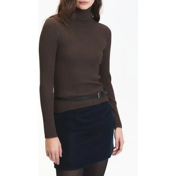 Deluc Mylo Ribbed Turtleneck Sweater - Chocolate Brown