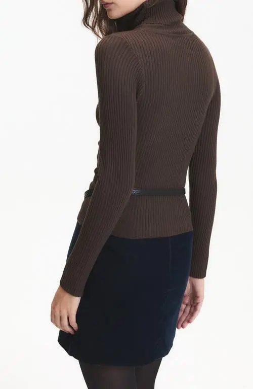 Deluc Mylo Ribbed Turtleneck Sweater - Chocolate Brown