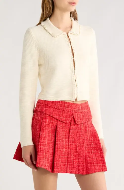 ALL IN FAVOR Faux Pearl Trimmed Cardigan