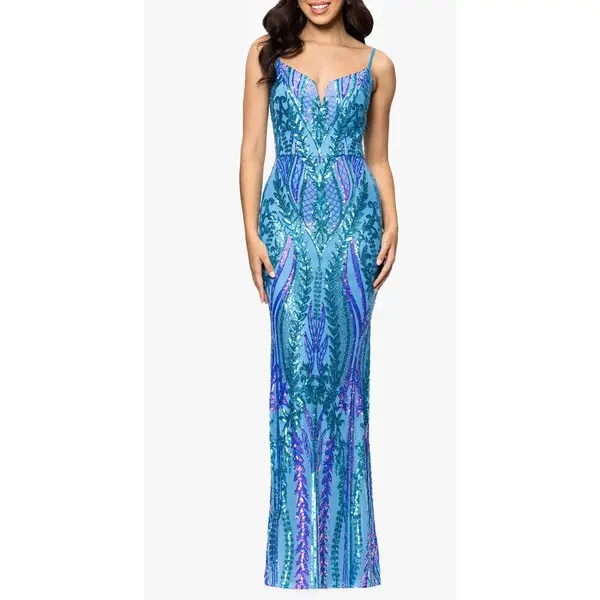 BLONDIE NITES Sequin Sleeveless Mermaid Gown