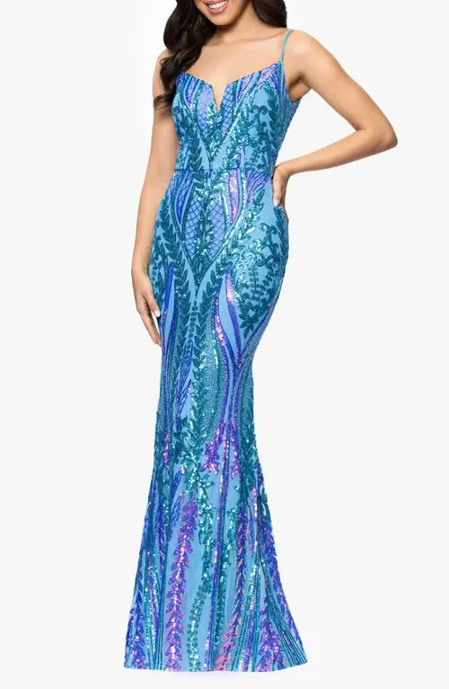 BLONDIE NITES Sequin Sleeveless Mermaid Gown