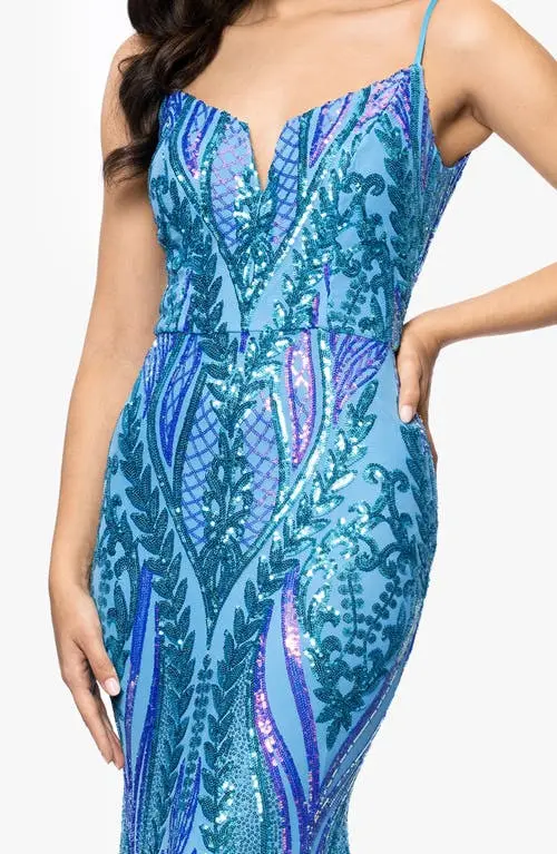 BLONDIE NITES Sequin Sleeveless Mermaid Gown