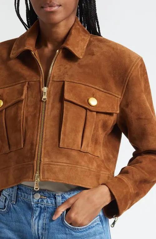 L'Agence Micah Suede Crop Jacket