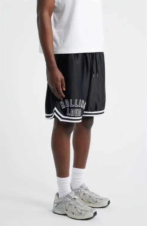 ROLLING LOUD Logo Graphic Satin Shorts