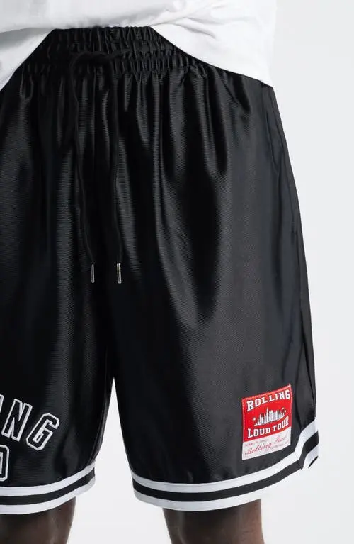 ROLLING LOUD Logo Graphic Satin Shorts