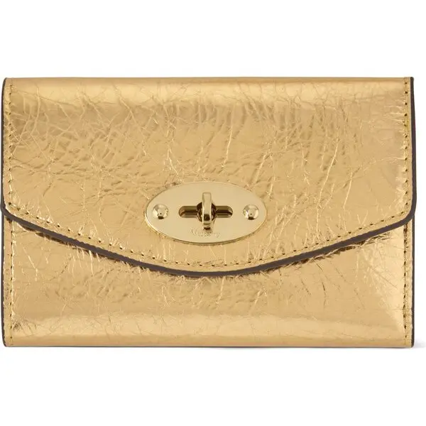 Mulberry Darley Metallic Leather Wallet On Chain - Somerset Gold