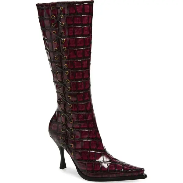 Jeffrey Campbell Stunna Boot - Wine Black Croco