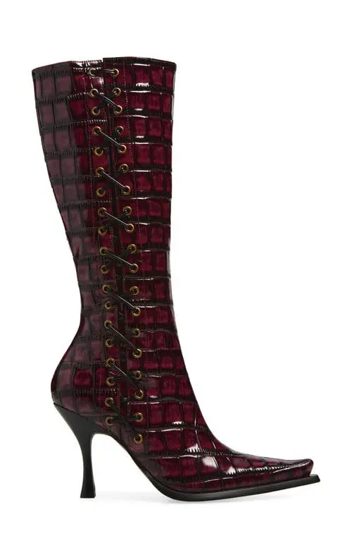 Jeffrey Campbell Stunna Boot - Wine Black Croco