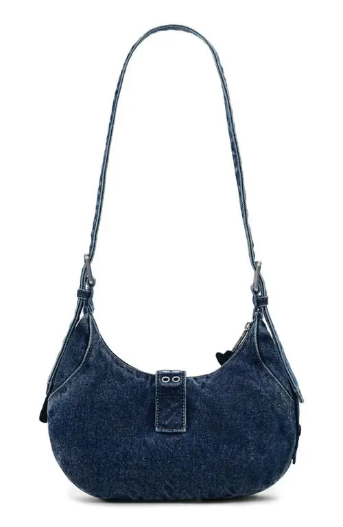 Desigual Floral Appliqué Denim Shoulder Bag