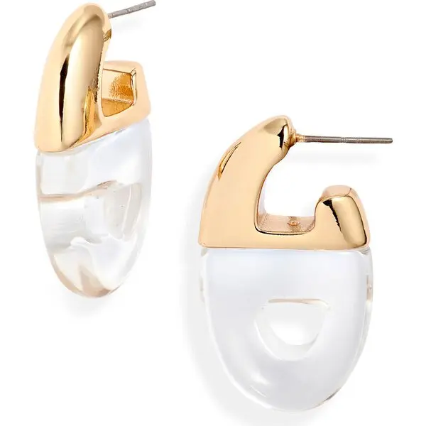 OPEN EDIT Mariner Link Drop Earrings - Clear- Gold