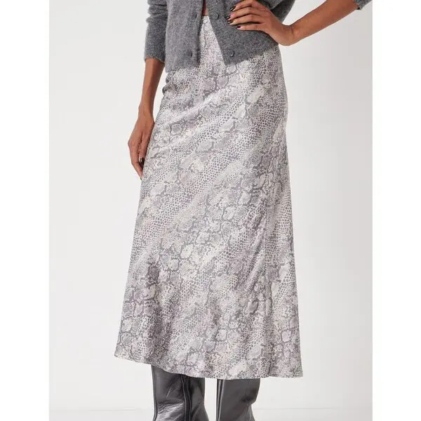 HUSH Simone Slinky Midi Skirt - Natural Snake Grey