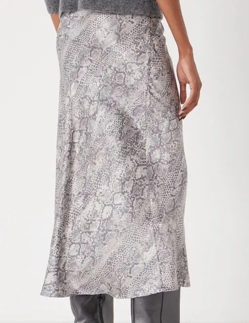 HUSH Simone Slinky Midi Skirt - Natural Snake Grey