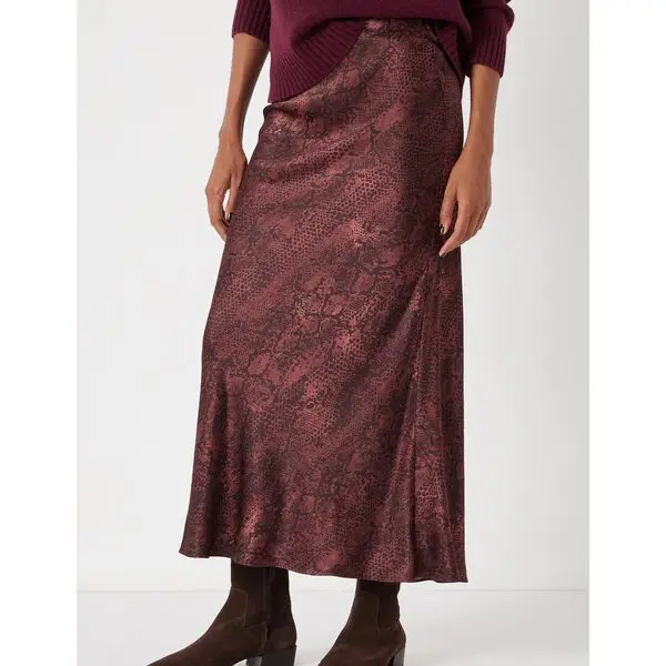 HUSH Simone Slinky Midi Skirt - Snake Print Brown