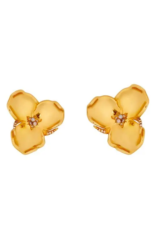 Oscar De La Renta Floral Statement Earrings - Gold