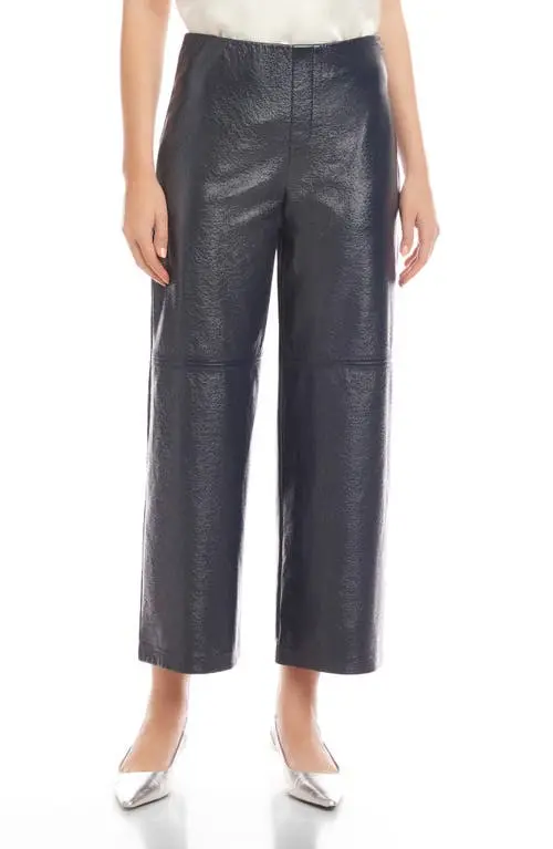 Fifteen Twenty Crop Wide Leg Faux Leather Pants - Navy