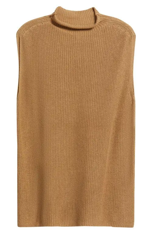 CLOTH & STONE Mock Neck Sleeveless Vest - Golden Camel