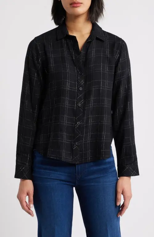 CLOTH & STONE Metallic Check Button-up Shirt