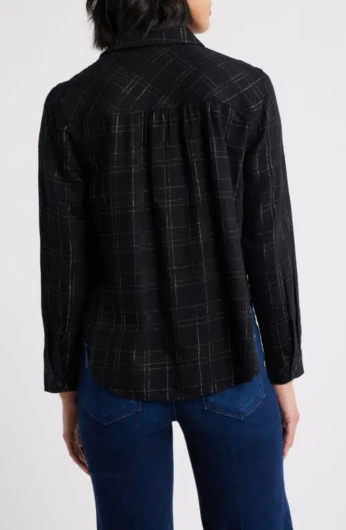 CLOTH & STONE Metallic Check Button-up Shirt