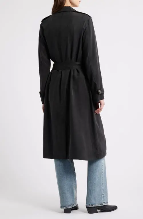 CLOTH & STONE Lyocell Trench Coat - Black