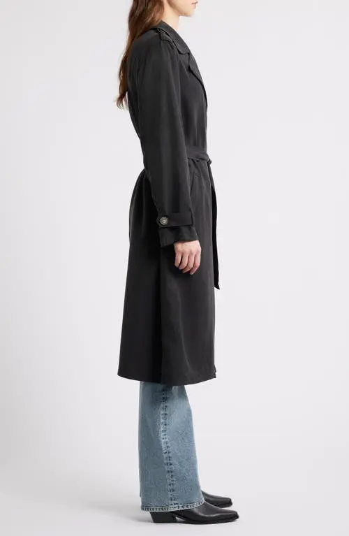 CLOTH & STONE Lyocell Trench Coat - Black