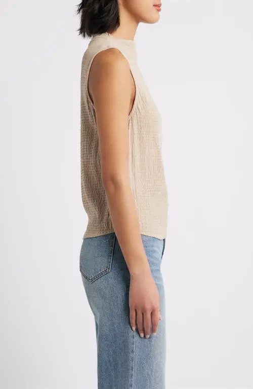 CLOTH & STONE Smocked Funnel Neck Top