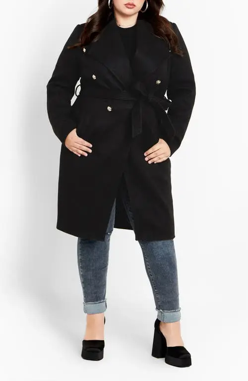 City Chic Callie Belted Coat - Black