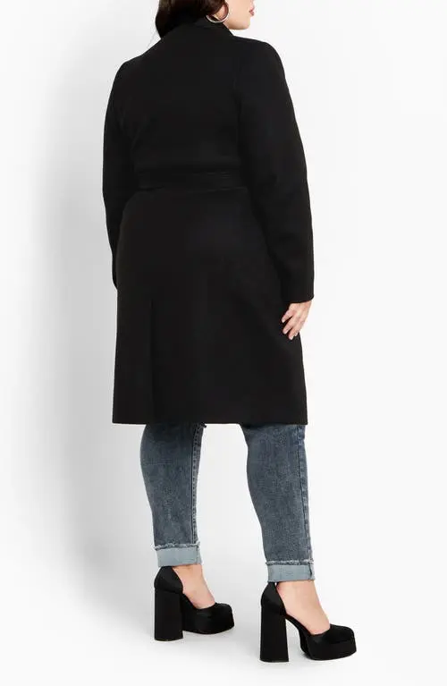 City Chic Callie Belted Coat - Black