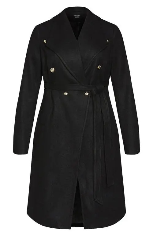 City Chic Callie Belted Coat - Black